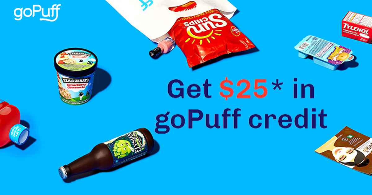 goPuff - FREE $25 CREDIT FOR NEW SIGN UPS - The Freebie Guy® ️️️