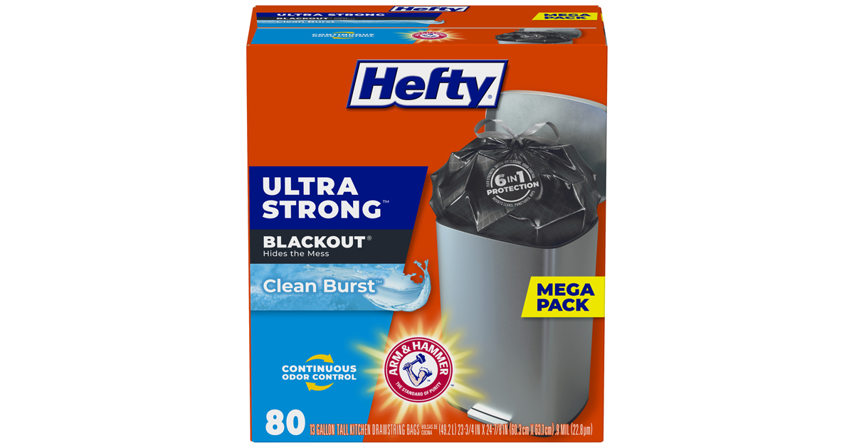 WALMART - HEFTY ULTRA STRONG TRASH BAGS ONLY $8 (80CT) - The Freebie ...