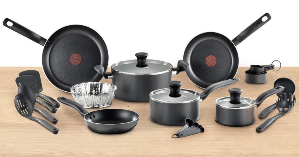 MACY'S - 18 PIECE T-FAL NONSTICK COOKWARE SET ONLY $59.49 - The Freebie ...