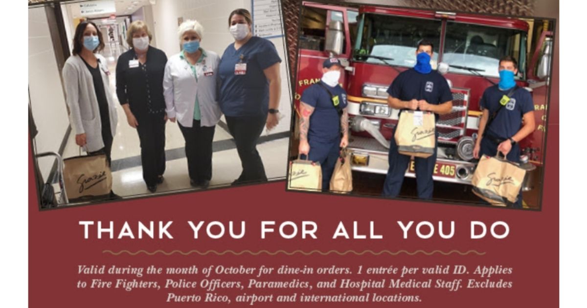 First Responders Eat Free ALL Month Long at Macaroni Grill! - The ...