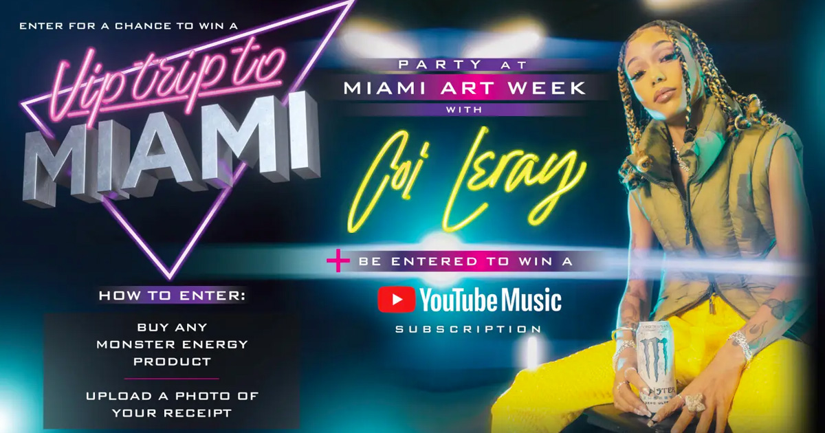 Monster Energy - Chance to Win a Trip to Miami Sweepstakes - The Freebie Guy®