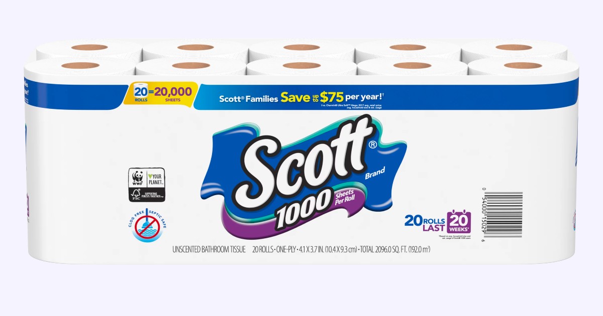 Walmart - Scott 1000 Toilet Paper 20 Rolls Only $12.98 (Reg. $29) - The ...