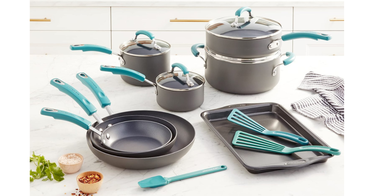 Amazon Rachael Ray Classic Brights Nonstick Cookware 15 Piece Set