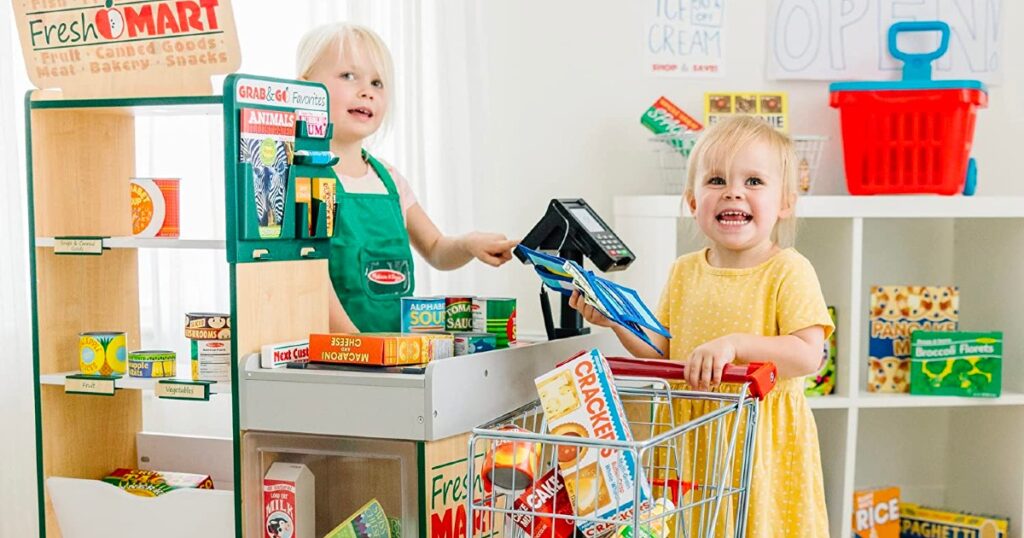 Amazon - Melissa & Doug Freestanding Wooden Fresh Mart Grocery Store ...