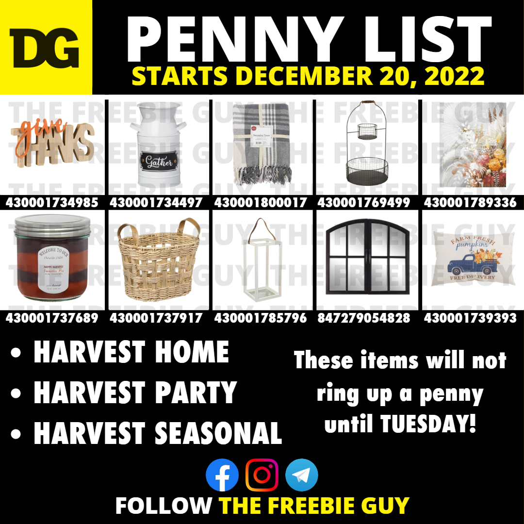 Dollar General Penny List for December 20, 2022 - The Freebie Guy®