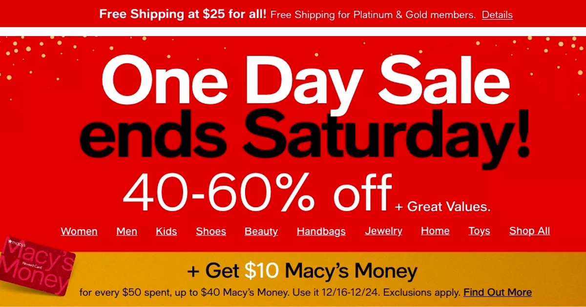 Macy's Deal of The Day - One Day Sales - The Freebie Guy®