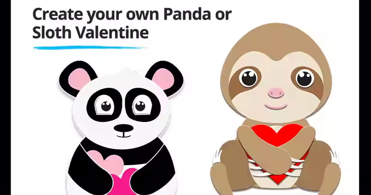 Free Create Your Own Panda or Sloth Valentine Craft Kit Event at ...