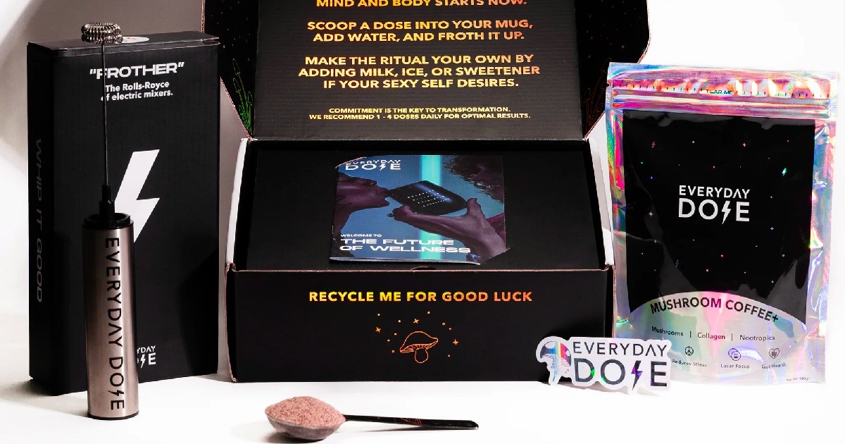 Everyday Dose 30 Servings Mushroom Coffee + Starter Kit Only $27 ...