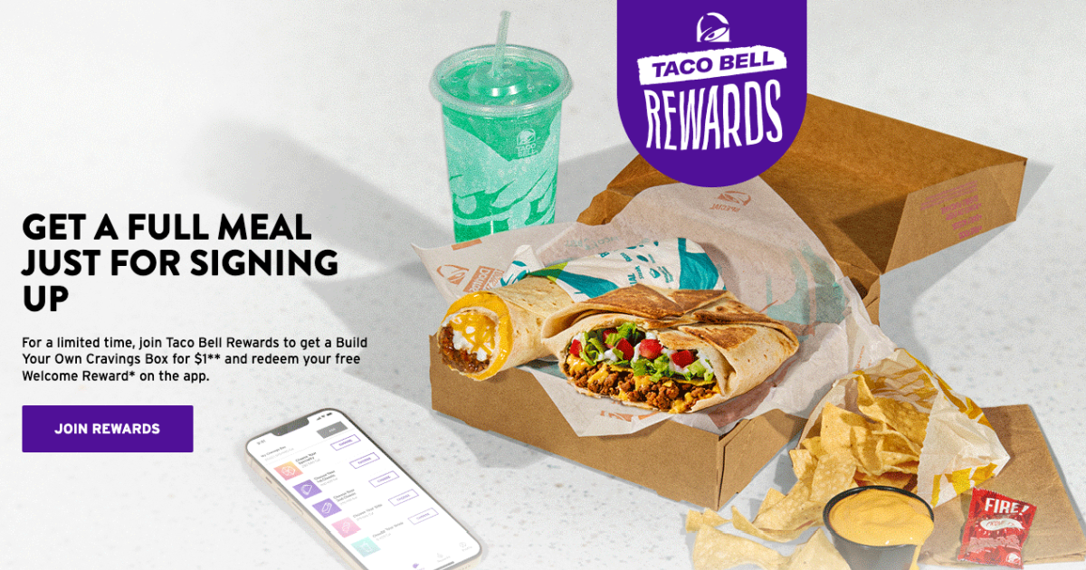 Taco Bell Cravings Box Only $1 for New Rewards Members - The Freebie ...