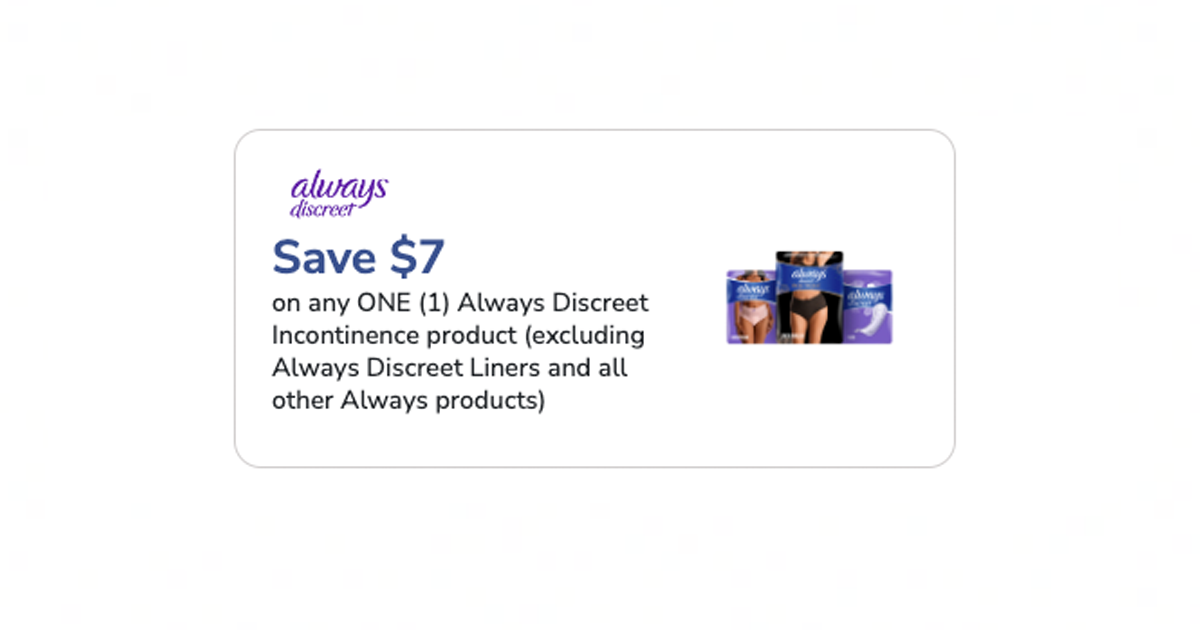 Free Always Discreet Incontinence Product (Up to $7.00!!) - The Freebie ...