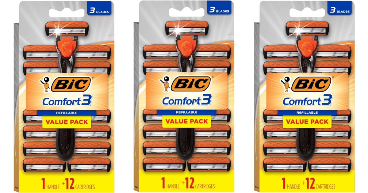 BIC Comfort 3 Refillable Three-Blade Disposable Razor Kit Just $7.xx ...