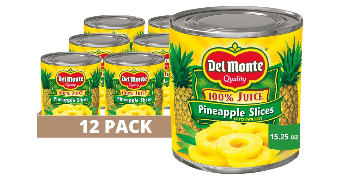 Del Monte Sliced Pineapple in 100% Juice 12 Pack Only $11.xx for Prime ...
