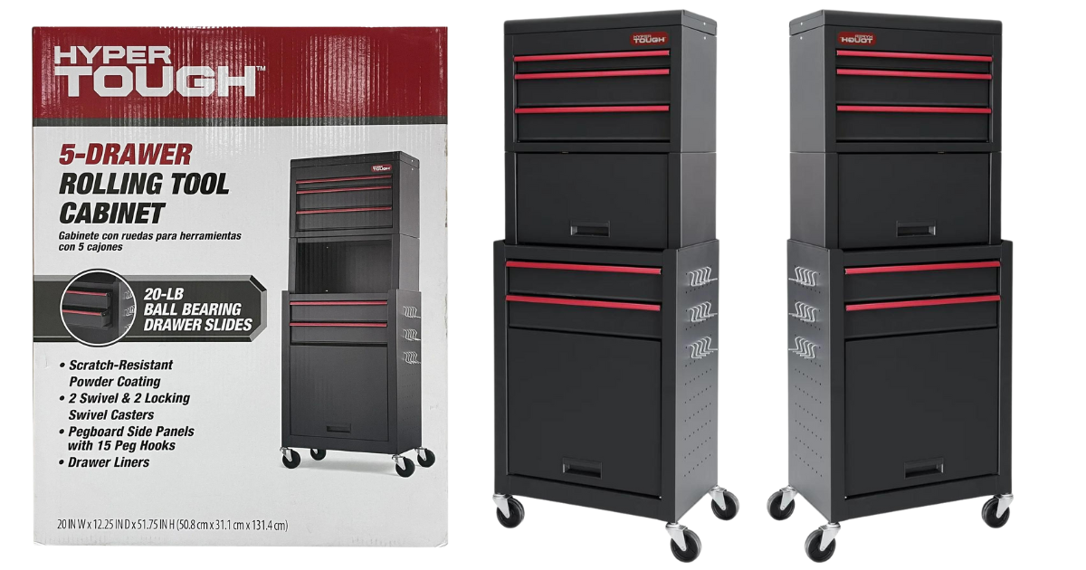 $79 Hyper Tough 20-In 5-Drawer Rolling Tool Chest & Cabinet Combo - The ...