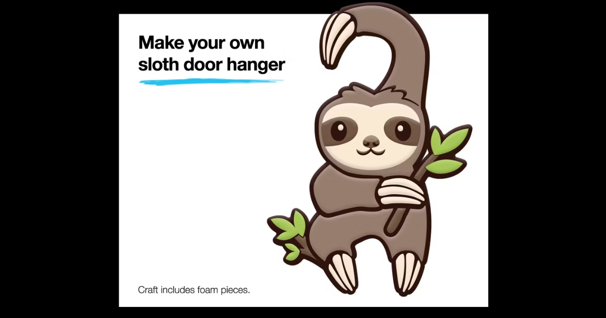 Free Make Your Own Sloth Door Hanger at JCPenney - The Freebie Guy® ️️️