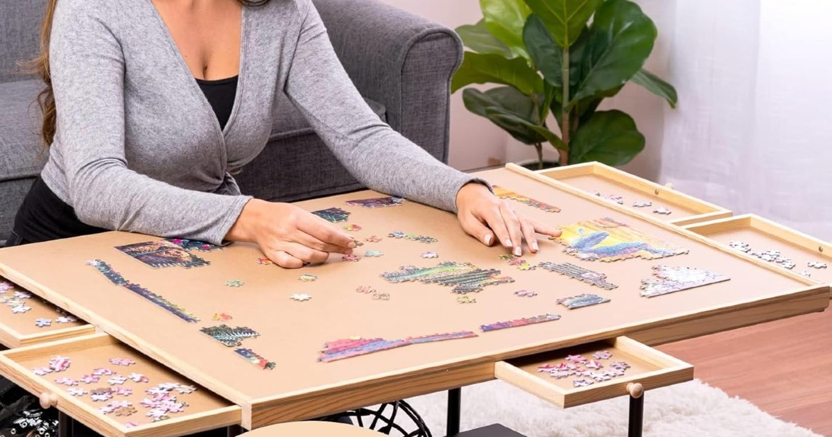 Rotating Jigsaw Puzzle Table with 6 Drawers Only $37.xx on Amazon (Reg ...