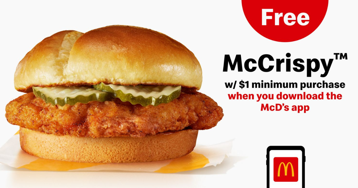 Free McCrispy at McDonalds for New Rewards Members - The Freebie Guy® ️️️