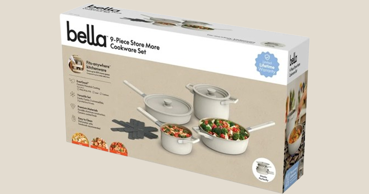 Bella StoreMore 9pc Cookware Set Only $36.70! - The Freebie Guy® ️️️