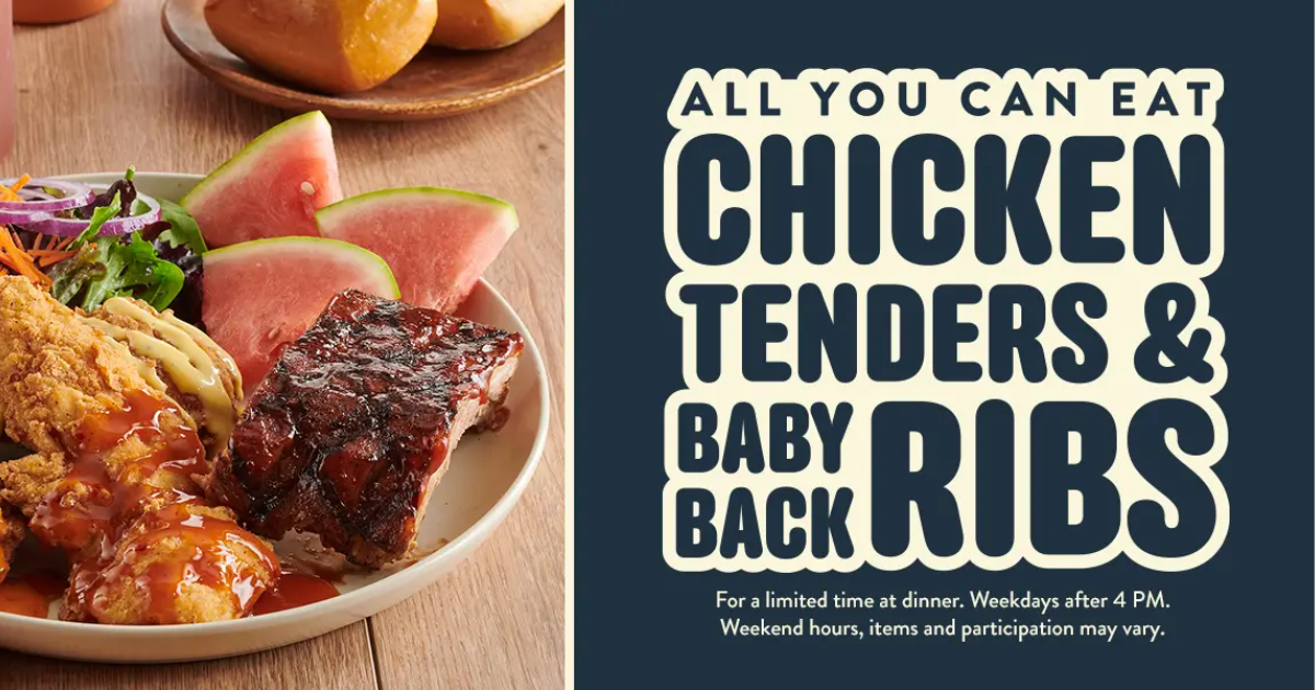 All You Can Eat Chicken Tenders & Baby Back Ribs at Golden Corral - The Freebie Guy® ️️️