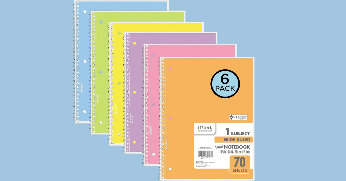 Mead Spiral Notebooks 6-Pack Only $5.xx on Amazon (Reg. $13) - The ...