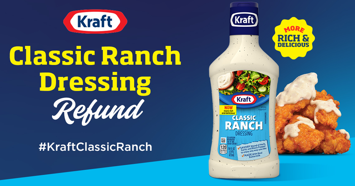 Kraft Classic Ranch Dressing ReFUNd - Get Free Kraft Classic Ranch ...
