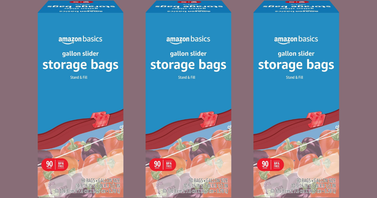 Amazon Basics Slider Gallon Food Storage Bags 90Ct Only $7.xx (Reg $13) - The Freebie Guy® ️️️